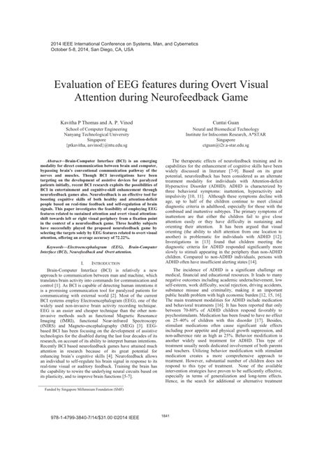 Pdf Evaluation Of Eeg Features During Overt Visual Attention During Neurofeedback Game