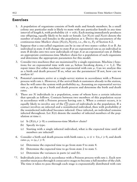 Ross Chapter 6 Exercise Pdf Markov Chain Statistical Theory