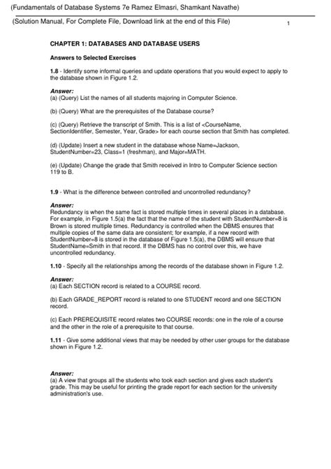 Fundamentals Of Database Systems 7th Edition By Ramez Elmasri Shamkant Navathe Solution Manual