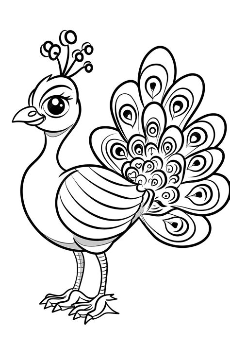 A Drawing Of A Chicken With A Drawing Of A Peacock Premium Ai