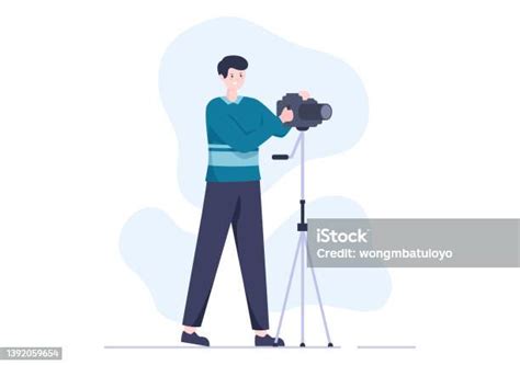 플랫 스타일 만화 일러스트레이션의 장비 뉴스 마이크 기자 및 인터뷰 스피치 미디어 이벤트가있는 저널리즘 또는 소셜 방송 Bullet Journal에 대한 스톡 벡터 아트 및