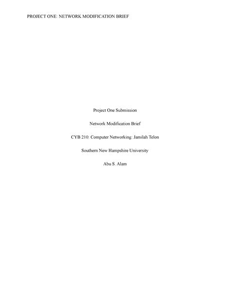 Cyb 210 Project One Network Modification Brief Project One Submission