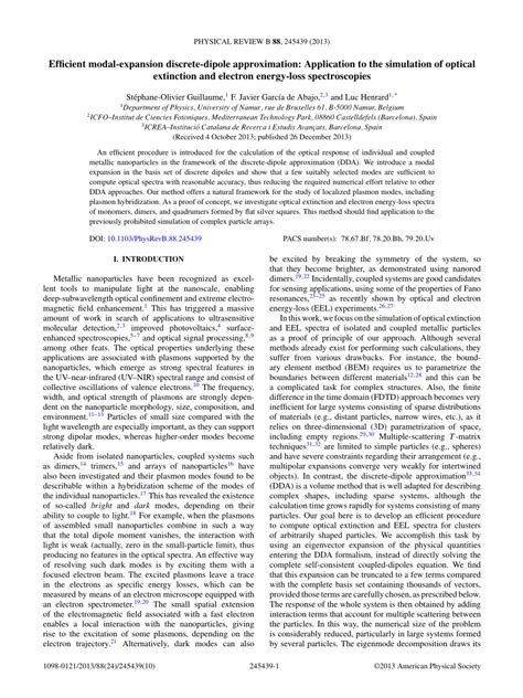 pdf efficient modal expansion discrete dipole approximation