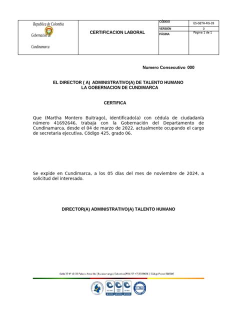 Formato Certificación Laboral Pdf