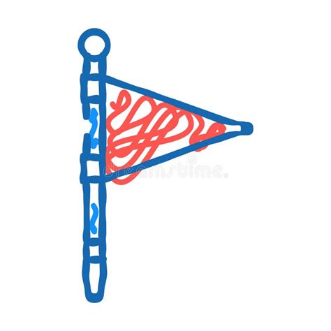 flag red pointer map location icon doodle illustration stock vector