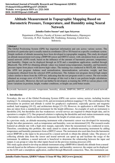 Pdf Altitude Measurement In Topographic Mapping Based On Barometric