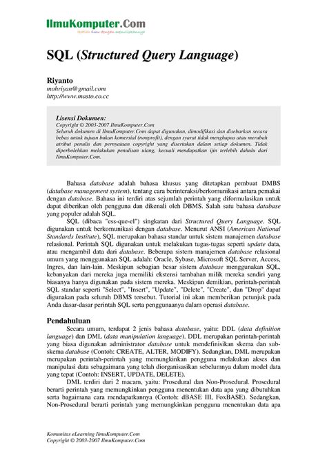 Pertem 11sql2 Materi Tentang Sql Structured Query Language