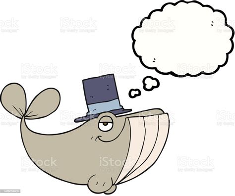 자유형 그린 생각 거품 만화 고래 모자를 쓰고 고래에 대한 스톡 벡터 아트 및 기타 이미지 고래 귀여운 기이함 Istock