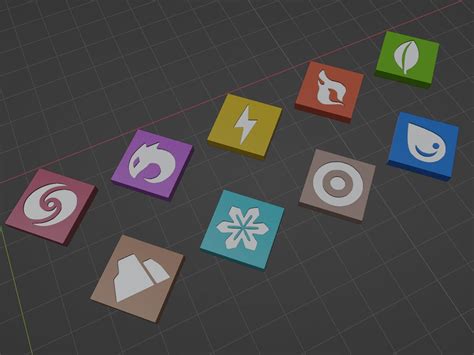 Digital Stl File Palworld Element Type Pin Token 3d Printing Pal Unsupported And Presupported