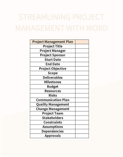 Streamlining Project Management With Word Excel Template And Google Sheets File For Free