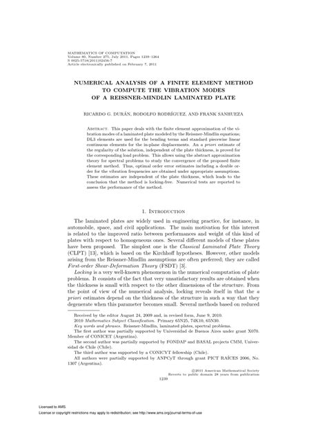 Pdf Numerical Analysis Of A Finite Element Method To Compute The