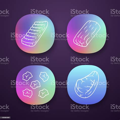 정육점 고기 응용 프로그램 아이콘 돼지 고기 구이 스테이크 프리 컷 고기 쇠고기 갈비 도살사업 육류 생산 및 판매 Ui Ux