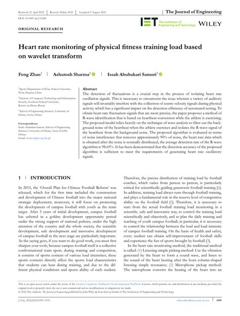 Pdf Heart Rate Monitoring Of Physical Fitness Training Load Based On