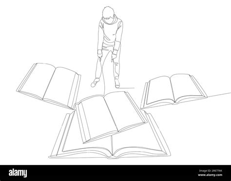One Continuous Line Of Man Pointing With Finger At Book Thin Line Illustration Vector Concept