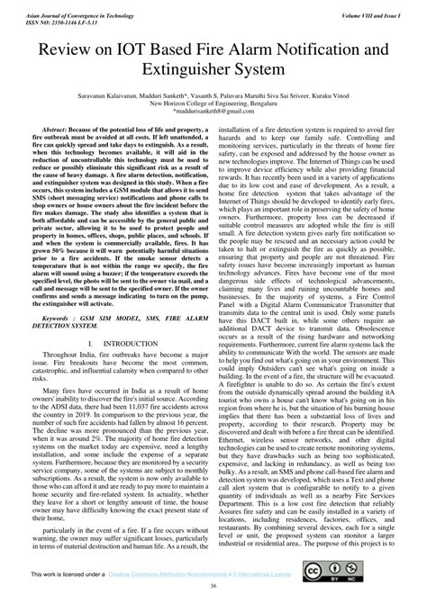 Pdf Review On Iot Based Fire Alarm Notification And Extinguisher System Saravanan