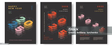 새해 복 많이 받으세요 2025 숫자와 함께 현대적인 트렌디 한 포스터 세트 배너의 창의적인 개념 달력 표지 검은 배경에 타이포그래피가 있는 디자인 템플릿입니다 0명에 대한