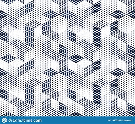 3d Dotted Cubes Seamless Pattern Vector Background Dots Dimensional Blocks Architecture And