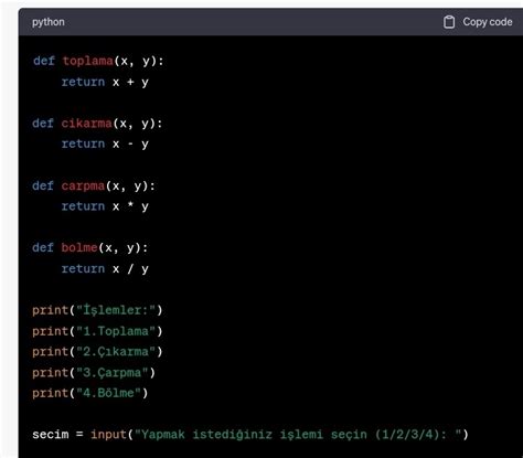 Python Ile Basit Hesap Makinesi Oluşturma Adım Adım Rehber örnek Kod