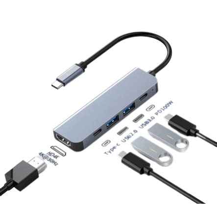 In USB C Hub Adapter With HDMI X USB X Type C