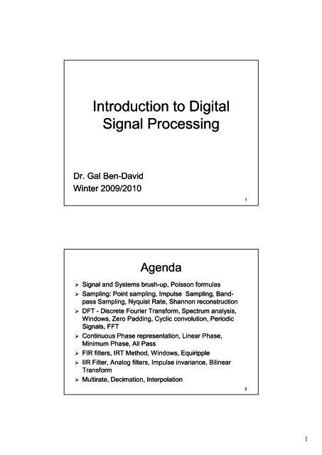 Introduction To Digital Signal Processing Technion Moodle