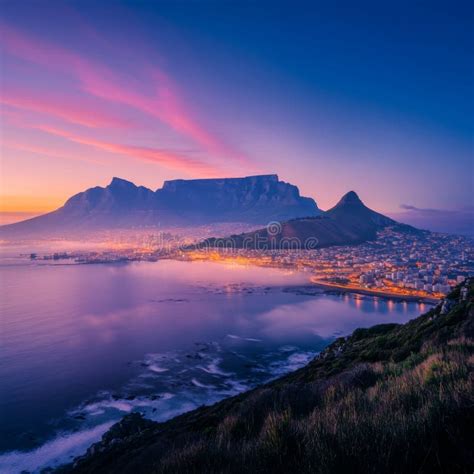 Stunning Sunset Over Cape Town With Table Mountain And Lion S Head