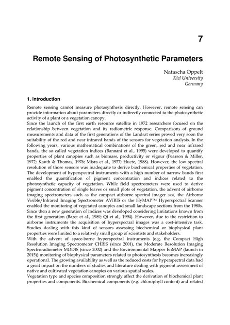 pdf remote sensing of photosynthetic parameters