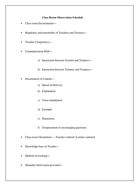 Observation Schedule Pdf Observation Schedule Pdf