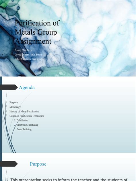 Purification Of Metals Group Assignment Pdf Distillation Metals