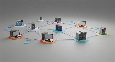 Computer Network Diagram Illustrating A Server Client Model Various Elements Stock Illustration