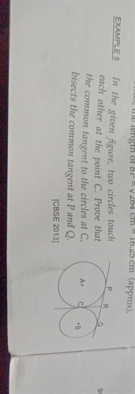example 5 in the given figure two circles touch each other at the point
