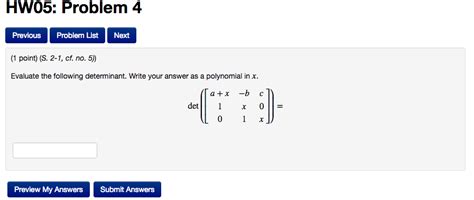 Solved Hw05 Problem 4 Previous Problem List Next 1 Point