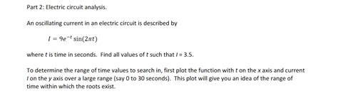 Solved Part Electric Circuit Analysis An Oscillating Chegg Com