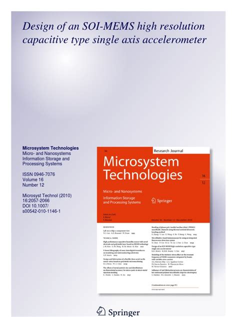 PDF Design Of An SOI MEMS High Resolution Capacitive Type Single Axis Acceleromete DOKUMEN TIPS