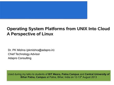 Unix Linux Talkbypkmishrav18 Ppt