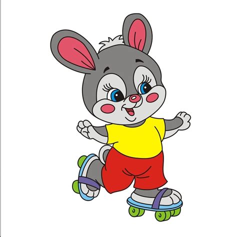 Зайчик на роликах — клипарт на шкафчик — Все для детского сада