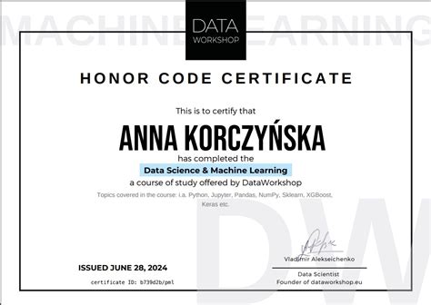 Z Przyjemnością Dzielę Się Wiadomością O Uzyskaniu Certyfikatu Data