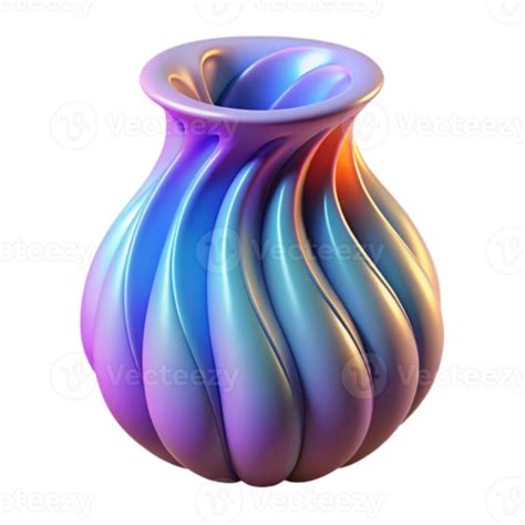 Render Of Abstract Swirling Vase Colorful Gradient Shiny Surface Digital Art Modern Design