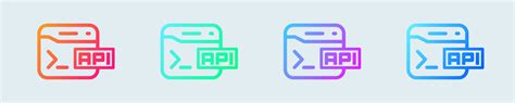 Api Line Icon In Gradient Colors Application Programming Interface Signs Vector Illustration