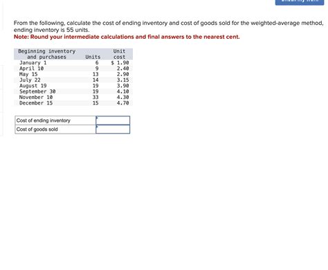 Solved From The Following Calculate The Cost Of Ending Chegg
