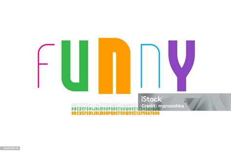 키즈 글꼴 A에서 Z까지 다양한 두께의 트렌디한 문자와 0에서 9까지의 숫자 3세트를 포함한 다색 자식 알파벳 벡터 일러스트레이션 10eps 0명에 대한 스톡 벡터 아트 및