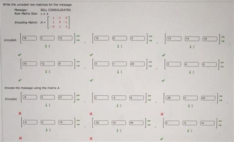 solved write the uncoded row matrices for the message
