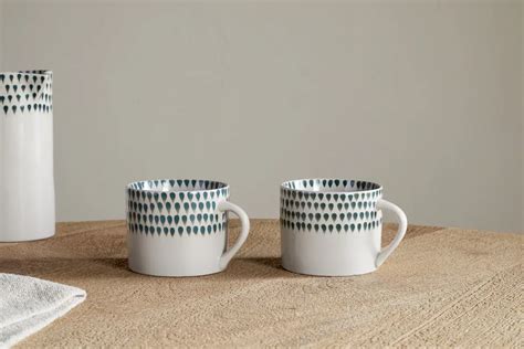 Juniper Drop Mug Cream And Juniper Small Set Of 2 Nkuku