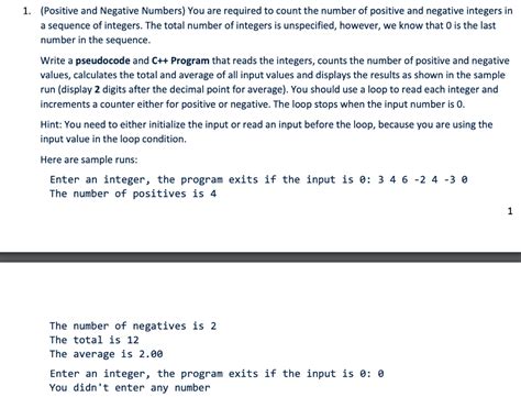 Solved 1 Positive And Negative Numbers You Are Required Chegg