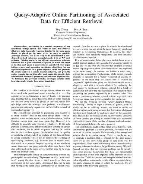 Pdf Query Adaptive Online Partitioning Of Associated Data For