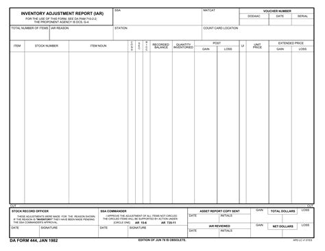 Da Form 444 Inventory Adjustment Report Iar Forms Docs 2025