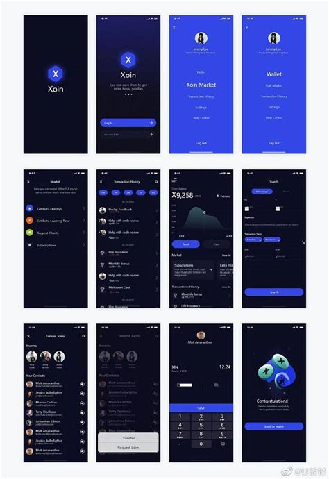 深色主题暗黑模式app Ui界面设计素材打包 来自u素材 微博