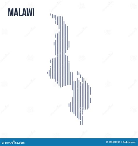 Vector Abstract Hatched Map Of Malawi With Vertical Lines Isolated On A