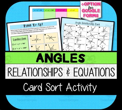 Angle Relationships And Equations Card Sort By Teach Simple