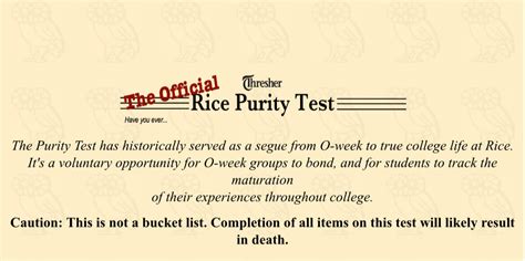 Rice Purity Test Complete Guide To Innocence And Experience Evaluation