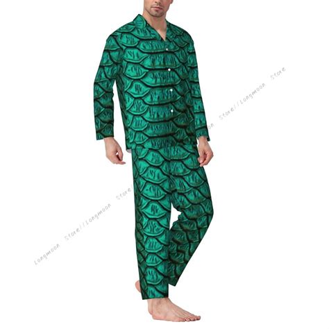 Abstract Python Snake Men Pajamas Long Sleeve Male Sleepwear Suit Set Homewear
